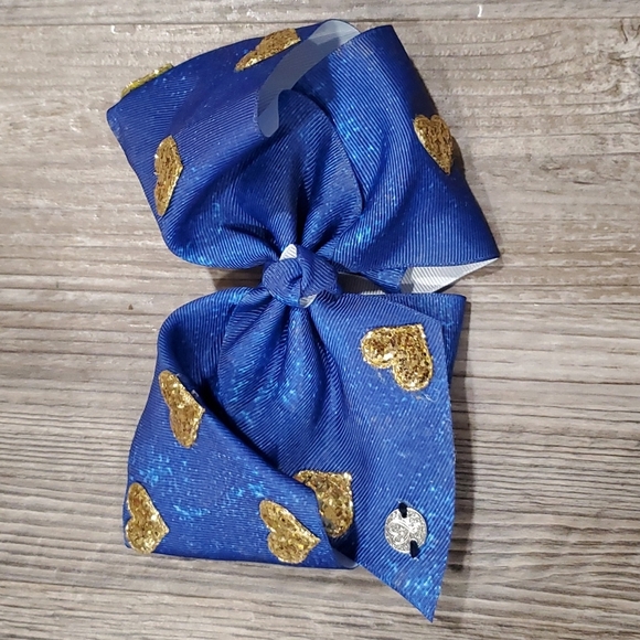 JoJo Siwa | Accessories | Jojo Siwa Blue With Gold Hearts Bow | Poshmark